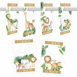 6 hanger dividers baby closet size dividers - safari baby closet dividers, baby closet organizer for nursery organization, baby essentials for newborn essentials, nursery closet dividers girl or boy