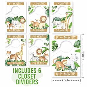 6 Hanger Dividers Baby Closet Size Dividers - Safari Baby Closet Dividers, Baby Closet Organizer For Nursery Organization, Baby Essentials For Newborn Essentials, Nursery Closet Dividers Girl or Boy