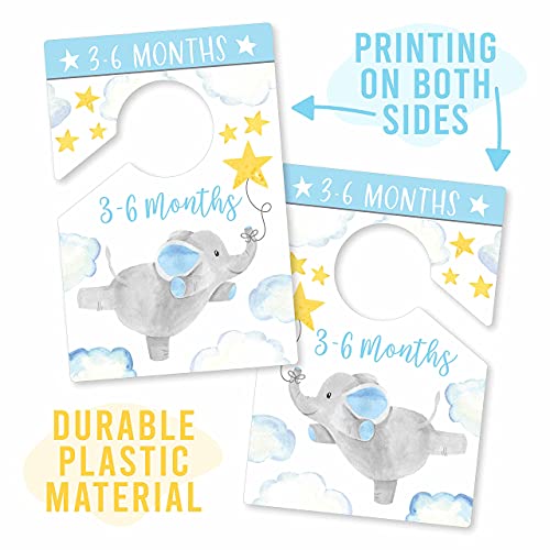 6 Baby Closet Size Dividers Boy - Elephant Baby Closet Dividers by Month, Baby Closet Organizer for Nursery Organization, Baby Essentials for Newborn Essentials Baby Boy, Nursery Closet Dividers Boy