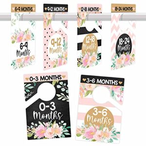 6 baby closet size dividers baby girl - floral baby closet dividers by month, baby closet organizer for nursery organization, baby essentials for newborn essentials baby girl, nursery closet dividers