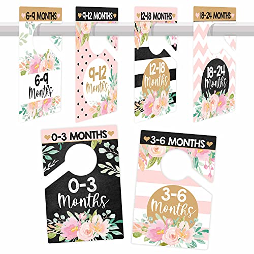 6 Baby Closet Size Dividers Baby Girl - Floral Baby Closet Dividers By Month, Baby Closet Organizer For Nursery Organization, Baby Essentials For Newborn Essentials Baby Girl, Nursery Closet Dividers