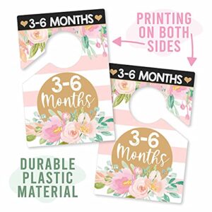 6 Baby Closet Size Dividers Baby Girl - Floral Baby Closet Dividers By Month, Baby Closet Organizer For Nursery Organization, Baby Essentials For Newborn Essentials Baby Girl, Nursery Closet Dividers