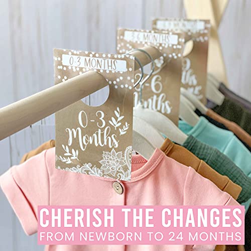 6 Hanger Dividers Baby Closet Size Dividers - Rustic Baby Closet Dividers, Baby Closet Organizer For Nursery Organization, Baby Essentials For Newborn Essentials, Nursery Closet Dividers Girl or Boy