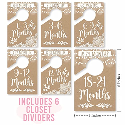 6 Hanger Dividers Baby Closet Size Dividers - Rustic Baby Closet Dividers, Baby Closet Organizer For Nursery Organization, Baby Essentials For Newborn Essentials, Nursery Closet Dividers Girl or Boy