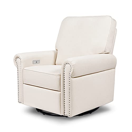 Namesake Linden Electronic Recliner and Swivel Glider with USB Port in Performance Cream Eco-Weave, Water Repellent & Stain Resistant, Greenguard Gold & CertiPUR-US Certified