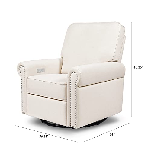 Namesake Linden Electronic Recliner and Swivel Glider with USB Port in Performance Cream Eco-Weave, Water Repellent & Stain Resistant, Greenguard Gold & CertiPUR-US Certified