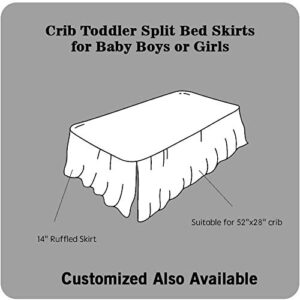 Impeccable Bedding Crib Bed Skirt Dust Ruffle, Standard Size Ruffled Bed Corners, 100 Microfiber Nursery Crib Toddler Bedding Skirt Gathered Baby Boys or Girls, 14 Drop (White), 28 x 5214 Drop