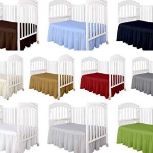 Impeccable Bedding Crib Bed Skirt Dust Ruffle, Standard Size Ruffled Bed Corners, 100 Microfiber Nursery Crib Toddler Bedding Skirt Gathered Baby Boys or Girls, 14 Drop (White), 28 x 5214 Drop