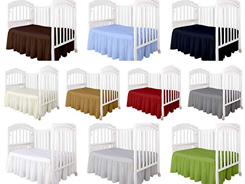 Impeccable Bedding Crib Bed Skirt Dust Ruffle, Standard Size Ruffled Bed Corners, 100 Microfiber Nursery Crib Toddler Bedding Skirt Gathered Baby Boys or Girls, 14 Drop (White), 28 x 5214 Drop