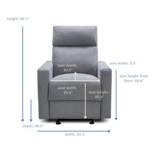 Nurture& The Glider Premium Power Recliner Nursery Glider Chair with Adjustable Head Support | Designed with a Thoughtful Combination of Function and Comfort | Built-in USB Charger (Gray)