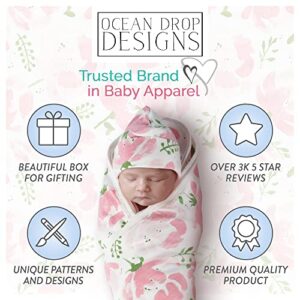 Ocean Drop 100% Cotton Mommy and Me Robe and Swaddle Set - Maternity Robe for Hospital - Delivery Gown for Hospital Maternity 4pc Set (Robe, Socks, Baby Swaddle Blanket, Baby Hat & Gift Box)