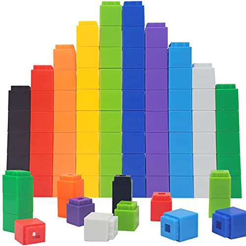 KUTOI Math Manipulatives Counting Cubes, Educational Number Blocks, Classroom Toys Kindergarten Learning Materials Homeschool Supplies,Set of 100 Math Cubes for Kids Ages 3+