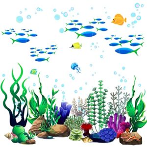 under the sea wall decals coral reef and seaweed, ocean wall decals stickers, undersea decor stickers, underwater sea wall stickers for toddler baby nursery living room office (classic style)