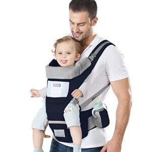 yssktc baby carrier ergonomic infant carrier with hip seat kangaroo bag soft baby carrier newborn to toddler 7-45lbs front and back baby holder carrier for men dad mom (blue)