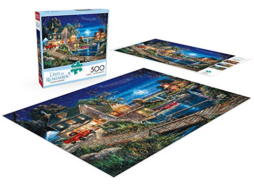 Buffalo Games - Beachcombers - 750 Piece Jigsaw Puzzle Multicolor, 24" L X 18" W & Days to Remember - Autumn Memories - 500 Piece Jigsaw Puzzle, Blue,red, Brown, 21.25" L X 15" W