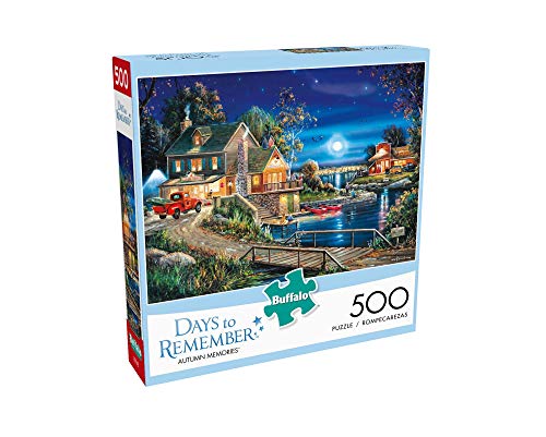 Buffalo Games - Beachcombers - 750 Piece Jigsaw Puzzle Multicolor, 24" L X 18" W & Days to Remember - Autumn Memories - 500 Piece Jigsaw Puzzle, Blue,red, Brown, 21.25" L X 15" W