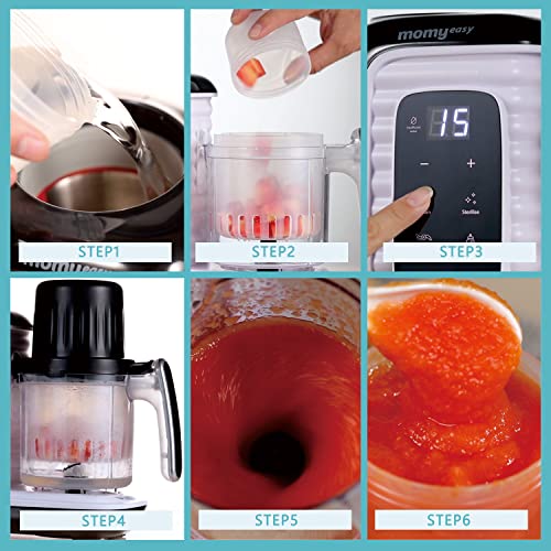 MOMYEASY Baby Food Maker, Multifunction Baby Food Processor Chopper Grinder, Baby Food Steamer and Puree Blender in-One, with Bottle Warmer, Auto Cooking & Grinding with Touch Control Panel&Self Cleans (Black)