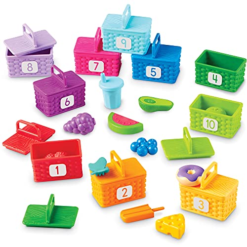 Learning Resources Sorting Surprise Picnic Baskets, Toddler Sorting & Matching Skills Toy, Fine Motor Skills, Preschool Educational Toys, 32 Pieces, Ages 3+