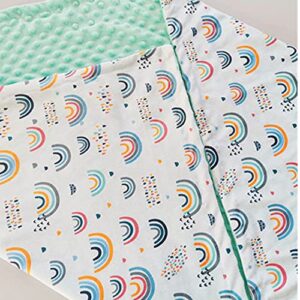 Baby Blanket Super Soft Minky Blanket Blue Rainbow Blanket with Dotted Backing for Newborns Nursery Stroller Receiving Toddlers Crib Bedding for Boy or Girl(30 x 40 Inch) (Rainbow)