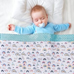 Baby Blanket Super Soft Minky Blanket Blue Rainbow Blanket with Dotted Backing for Newborns Nursery Stroller Receiving Toddlers Crib Bedding for Boy or Girl(30 x 40 Inch) (Rainbow)