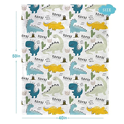 Dinosaur Blanket for Boys Girls, 300 GSM Soft Fleece Kids Blanket, Baby Boy Blanket is Suitable for Toddler Couch , Cute Blanket for Sofa Bedroom Living Room, Dinosaur Gifts for Children, 50"x40"