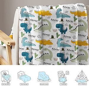 Dinosaur Blanket for Boys Girls, 300 GSM Soft Fleece Kids Blanket, Baby Boy Blanket is Suitable for Toddler Couch , Cute Blanket for Sofa Bedroom Living Room, Dinosaur Gifts for Children, 50"x40"