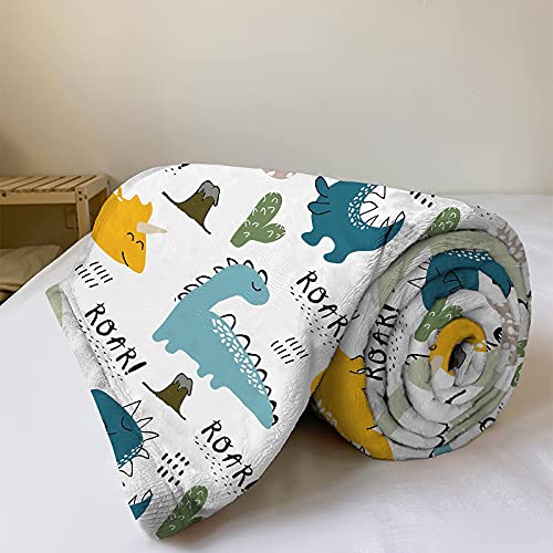 Dinosaur Blanket for Boys Girls, 300 GSM Soft Fleece Kids Blanket, Baby Boy Blanket is Suitable for Toddler Couch , Cute Blanket for Sofa Bedroom Living Room, Dinosaur Gifts for Children, 50"x40"