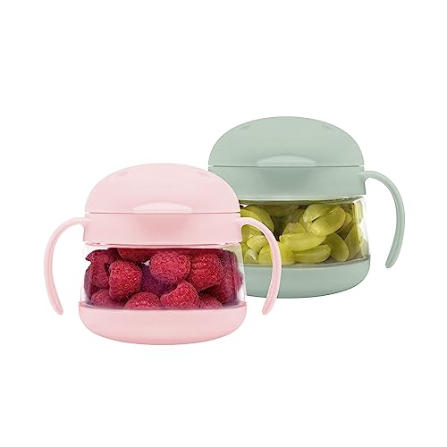 Ubbi Tweat No Spill Snack Container for Kids, BPA-Free, Toddler Snack Container, Sage & Pink