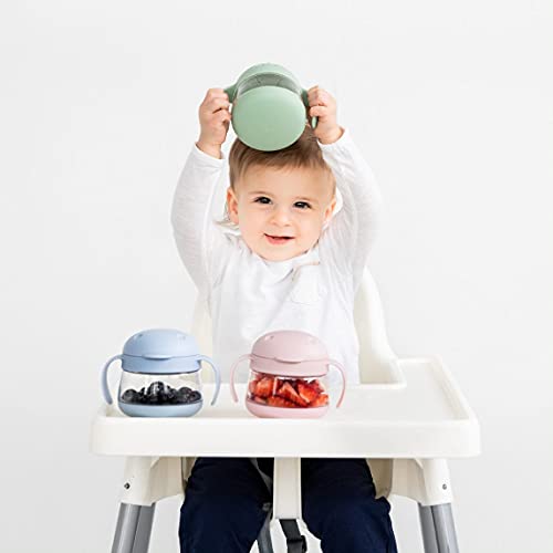 Ubbi Tweat No Spill Snack Container for Kids, BPA-Free, Toddler Snack Container, Sage & Pink