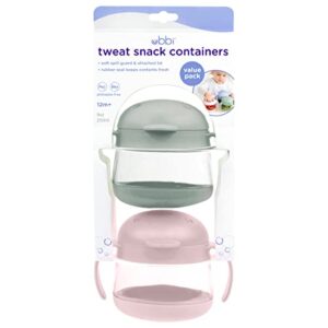 Ubbi Tweat No Spill Snack Container for Kids, BPA-Free, Toddler Snack Container, Sage & Pink