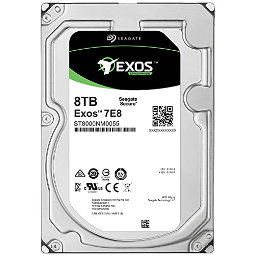 Seagate Exos 7E8 8TB Enterprise Capacity HDD - 7200 RPM, 256MB Cache, SATA III 6 Gb/s Interface, 3.5" Internal Hard Drive, Crypto Chia Mining - ST8000NM0055