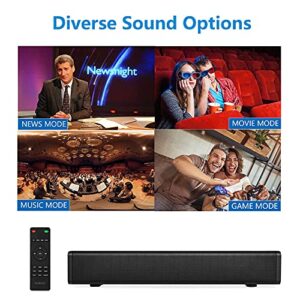 Audvoi Sound Bars for TV, 16'' Mini Soundbar Built-in DSP TV Speaker with Bluetooth 5.0, 3D Surround Sound Home Audio Sound Bar with Remote Control and 5 EQ for Home Theater/Gaming/Projectors