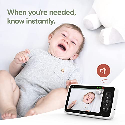 bonoch Baby Monitor with Camera and Audio, 5" 720P HD Video Baby Monitor No WiFi, Hack Proof, Remote Zoom/Pan/Tilt, 4000mAh Battery, VOX Mode, Auto Night Vision, 8 Lullabies