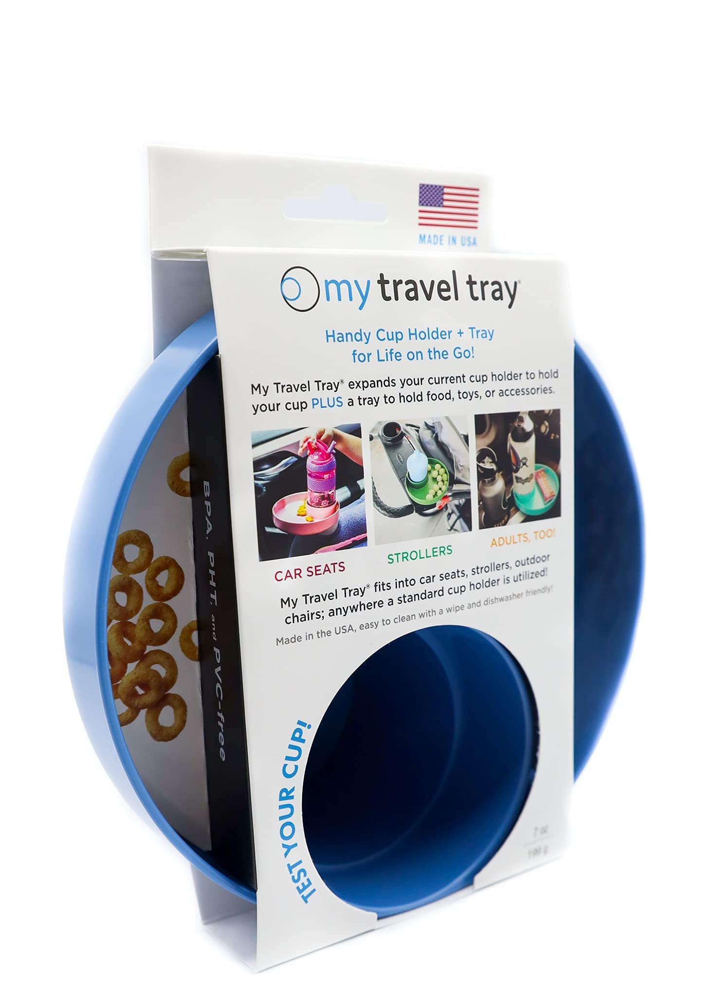 My Travel Tray Kids Travel Tray Cup Holder - Cup Holder Travel Tray for Cup Holders (Sky Blue), 1 Count (Pack of 1)