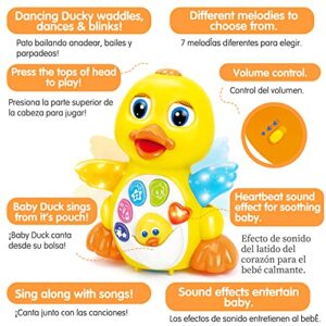 HOLA Toys for 1 + Year Old Girl Boy Dancing Walking Yellow Duck, 9 6 Month Old Baby Toys 6 to 12 Months, Crawling Learning Light Up Musical Toys for 1 Year Old Girl Birthday Gift Toddler Toys Age 1-2