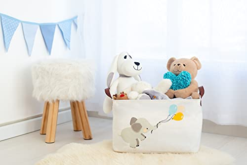 KAZULO Elephant 2 Pack Set Kids Laundry Basket, Toy Box, Storage For Nursery, for Boys and Girls, Baby Laundry Hamper for Bedroom, and Bathroom Decor (Elephant and Balloons Bundle)