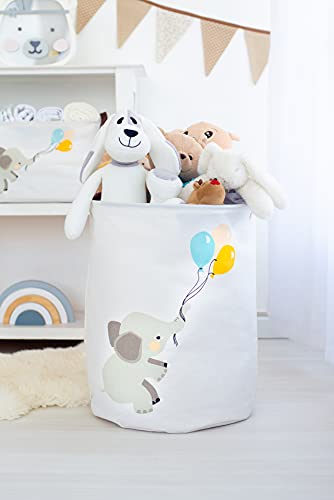 KAZULO Elephant 2 Pack Set Kids Laundry Basket, Toy Box, Storage For Nursery, for Boys and Girls, Baby Laundry Hamper for Bedroom, and Bathroom Decor (Elephant and Balloons Bundle)