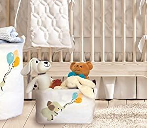 KAZULO Elephant 2 Pack Set Kids Laundry Basket, Toy Box, Storage For Nursery, for Boys and Girls, Baby Laundry Hamper for Bedroom, and Bathroom Decor (Elephant and Balloons Bundle)