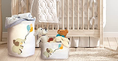 KAZULO Elephant 2 Pack Set Kids Laundry Basket, Toy Box, Storage For Nursery, for Boys and Girls, Baby Laundry Hamper for Bedroom, and Bathroom Decor (Elephant and Balloons Bundle)