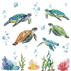 decalmile sea turtles wall stickers under the sea coral seaweed wall decals bedroom bathroom baby nursery wall decor