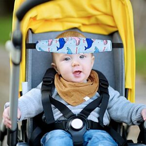 2 Pieces Baby Carseat Head Support Band Strap Headrest Stroller Seat Sleeping Headrest Neck Relief Head Strap Headband for Kids Children Toddler Infant (Dinosaur and Dolphin)