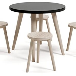 Signature Design by Ashley Blariden Children's Table Set, Includes Table & 4 Stools, Black & Natural Brown