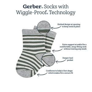 Gerber Kids' 8-Pack Wiggle-Proof Jersey Crew Socks, Black, 0-6 Months