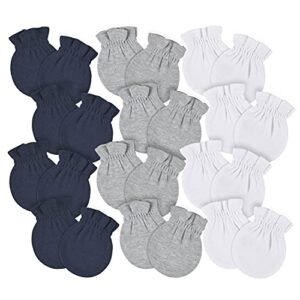 gerber baby 8-pack scratch mittens, navy/gray/white, 0-3 months (12-pack)