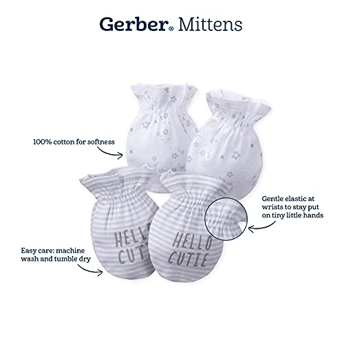 Gerber Baby 8-Pack Scratch Mittens, Navy/Gray/White, 0-3 Months (12-Pack)