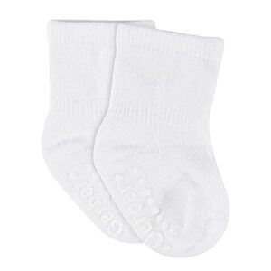 Gerber Kids' 8-Pack Wiggle-Proof Jersey Crew Socks, White, 0-6 Months