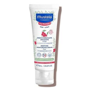 mustela baby soothing moisturizing cream - face moisturizer for very sensitive skin - with natural avocado & schizandra berry - fragrance-free - 1.35 fl. oz.