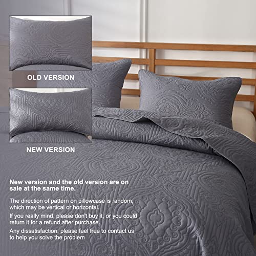 ENJOHOS Oversized King Bedspreads King Size Coverlet, Lightweight Bedspreads for Summer, Reversible Microfiber Embossed Bedding Cover, Dark Grey Quilt Coverlet Set, King/California King