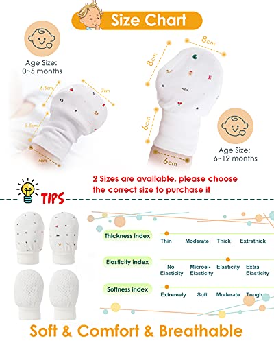 Newborn Baby Mittens Anti Scratch Baby Mittens No Scratch Mittens Baby Gloves for 0-6 Months Boys Girls (6 Pairs-S)