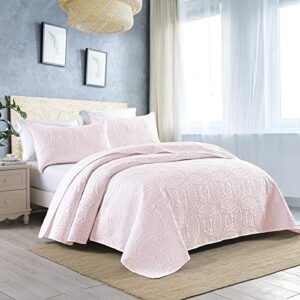 Boryard 3-Piece King Quilt Set, Lightweight Soft Bedspread (104x90 inches) with 2 Pillow Shams (20x36 inches), Pink